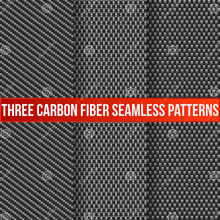 Three Seamless Carbon Patterns Stock Vector - Illustration of ornament ...