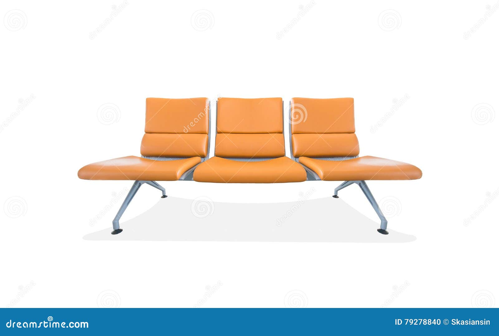 Three Seat of Orange Leather Bench Isolated on White Background Stock ...