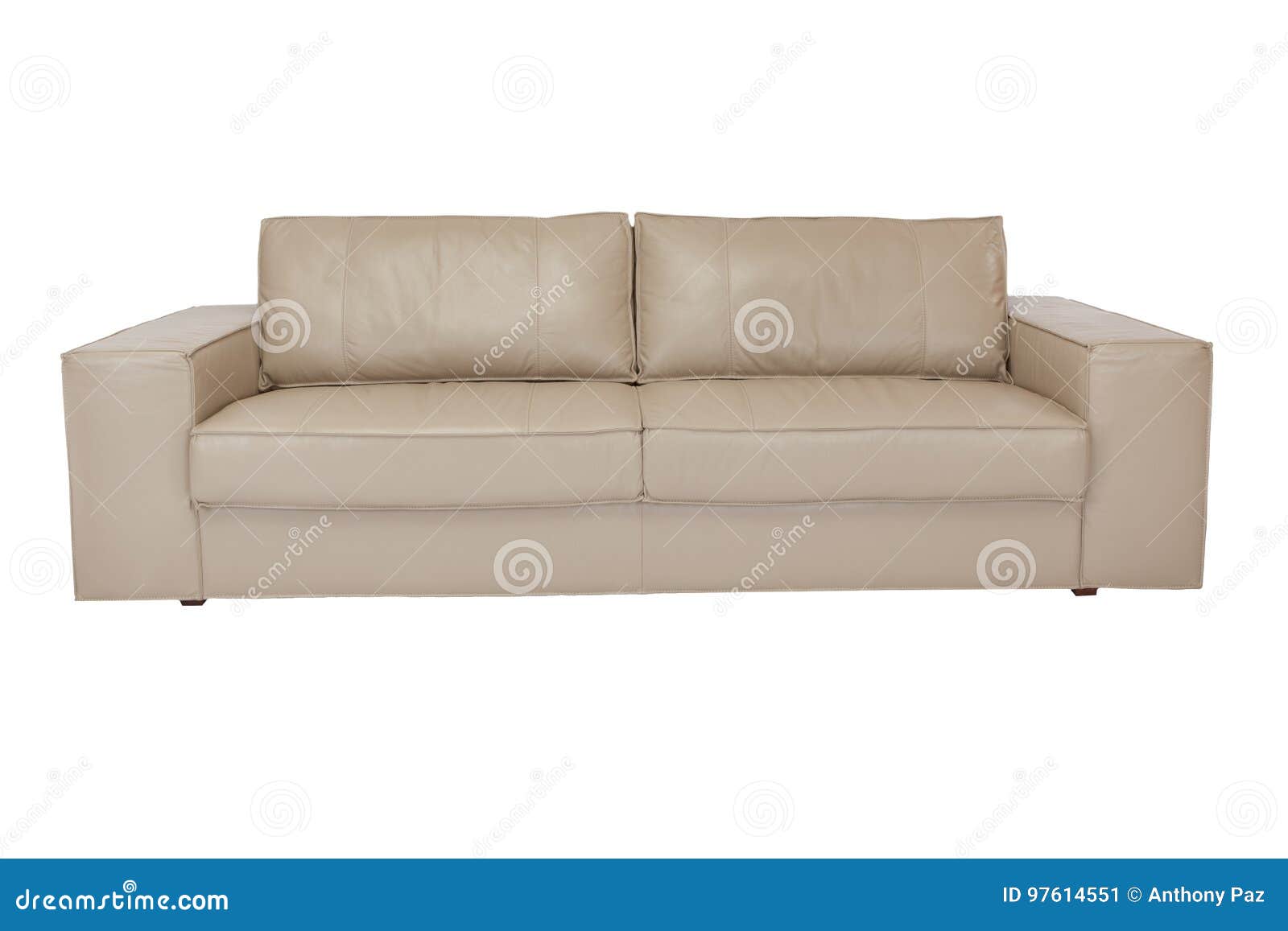 Three Seats Cozy Beige Leather Stock Image - Image of background, color ...