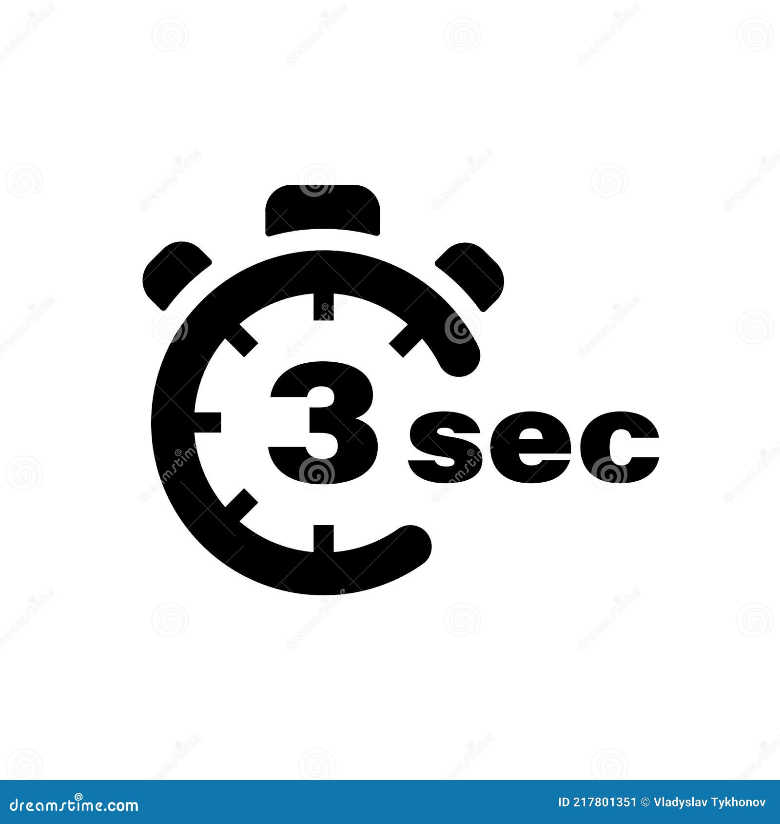 Three Second Vector Icon. Time Left Symbol Isolated. Stopwatch Black ...