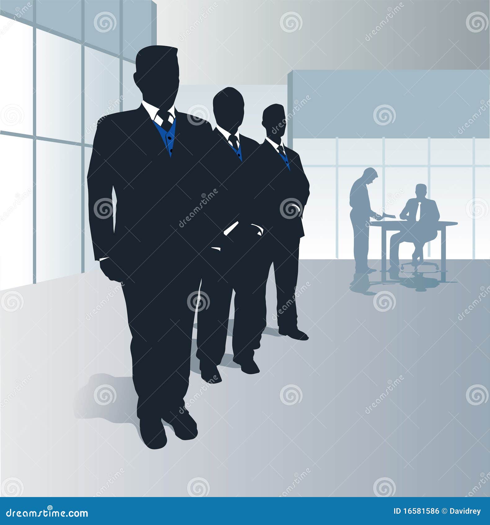 Three security guards stock vector. Illustration of silhouette - 16581586