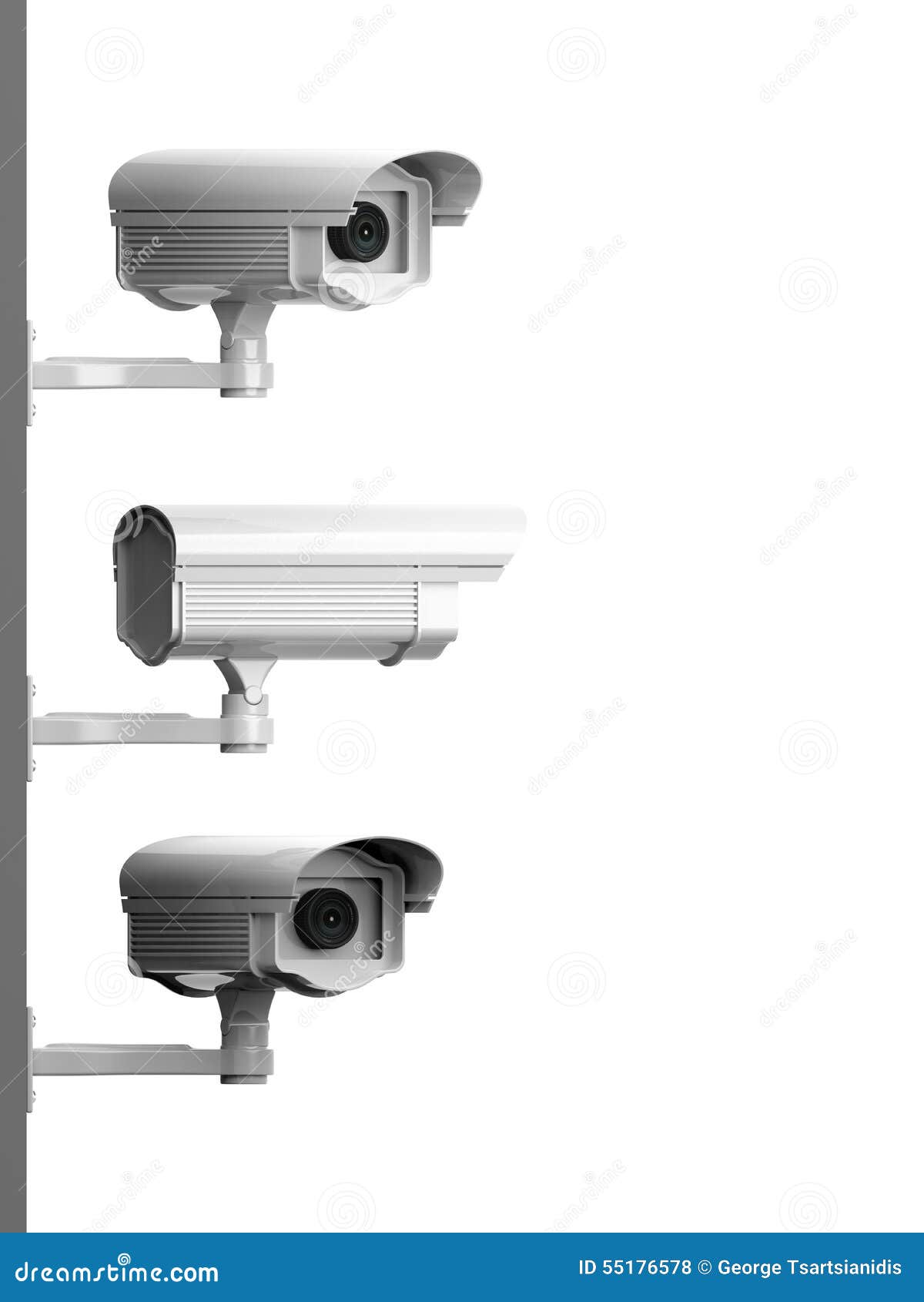 Three Security Surveillance Cameras Side View Stock Illustration ...