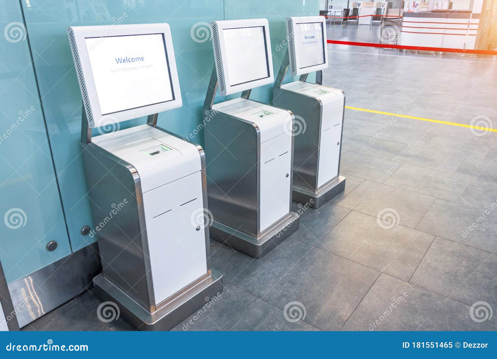 Three Self Check-in Counters for a Flight Located in the Airport ...