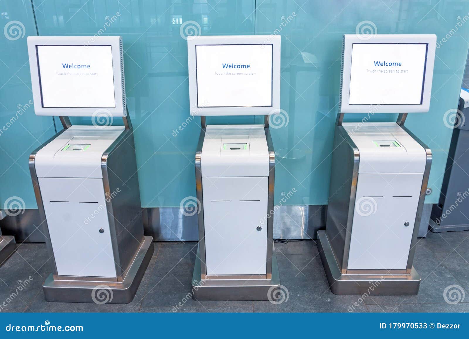 Three Self Check-in Counters for a Flight Located in the Airport ...