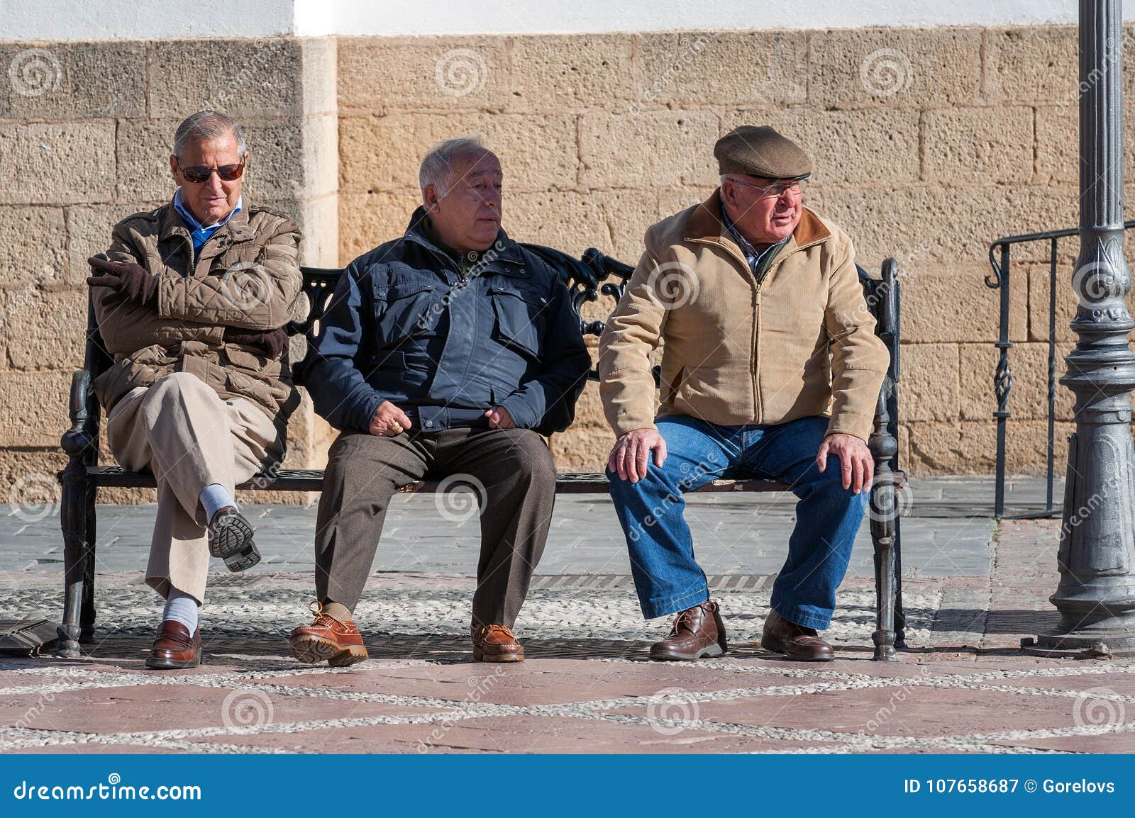 Three Senior Men are Sitting on a Bench Editorial Photography - Image ...