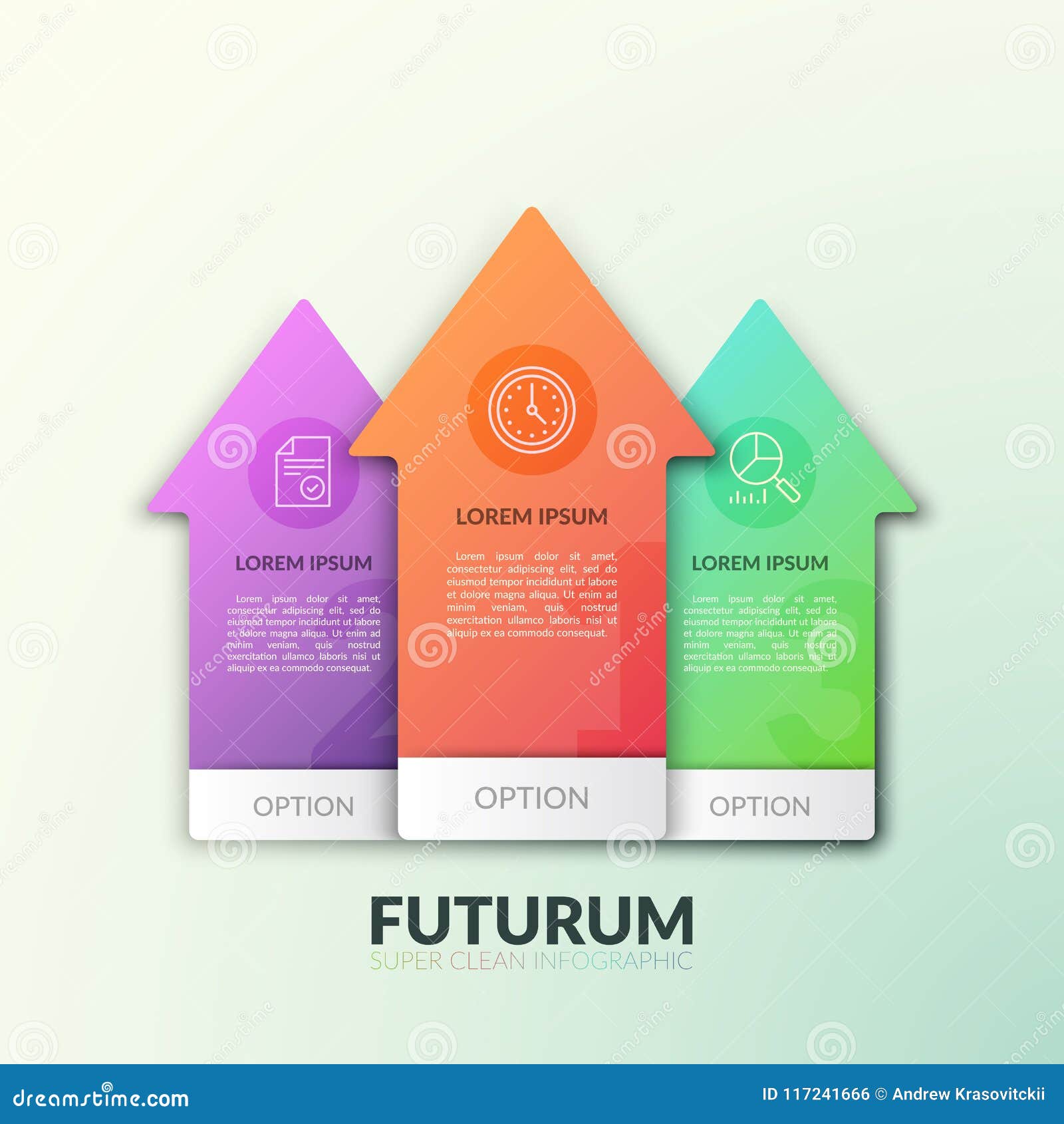 Three Separate Multicolored Arrows Pointing Upward with Numbers, Thin ...