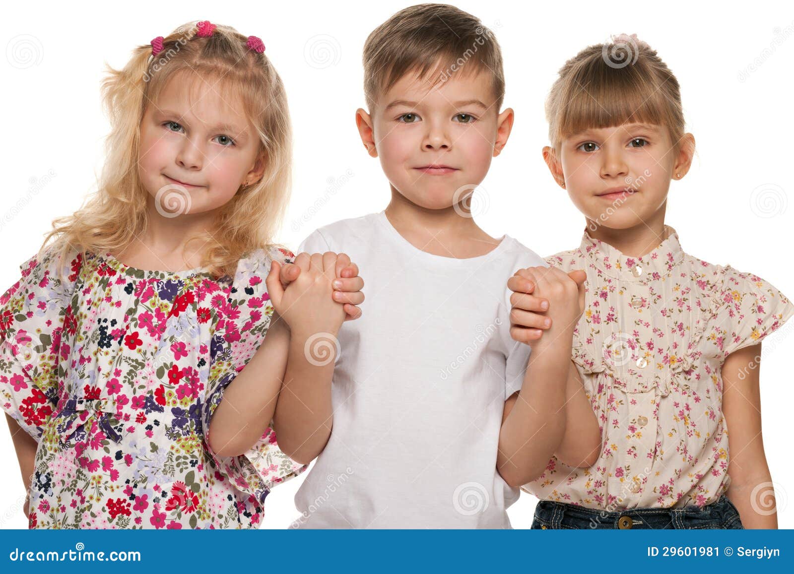 Three serious children stock image. Image of kids, team - 29601981