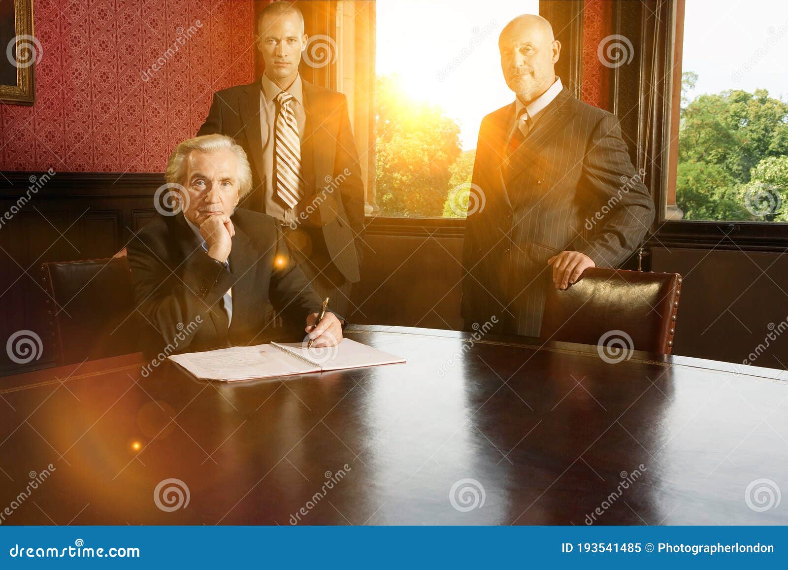 Three Serious Senior Lawyers in Office Stock Image - Image of formal ...