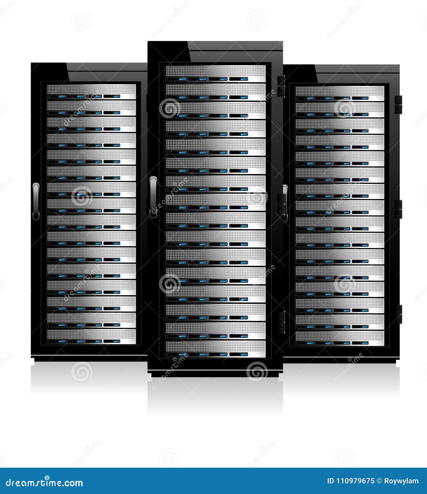 Three Servers - Server in Cabinets Stock Vector - Illustration of ...