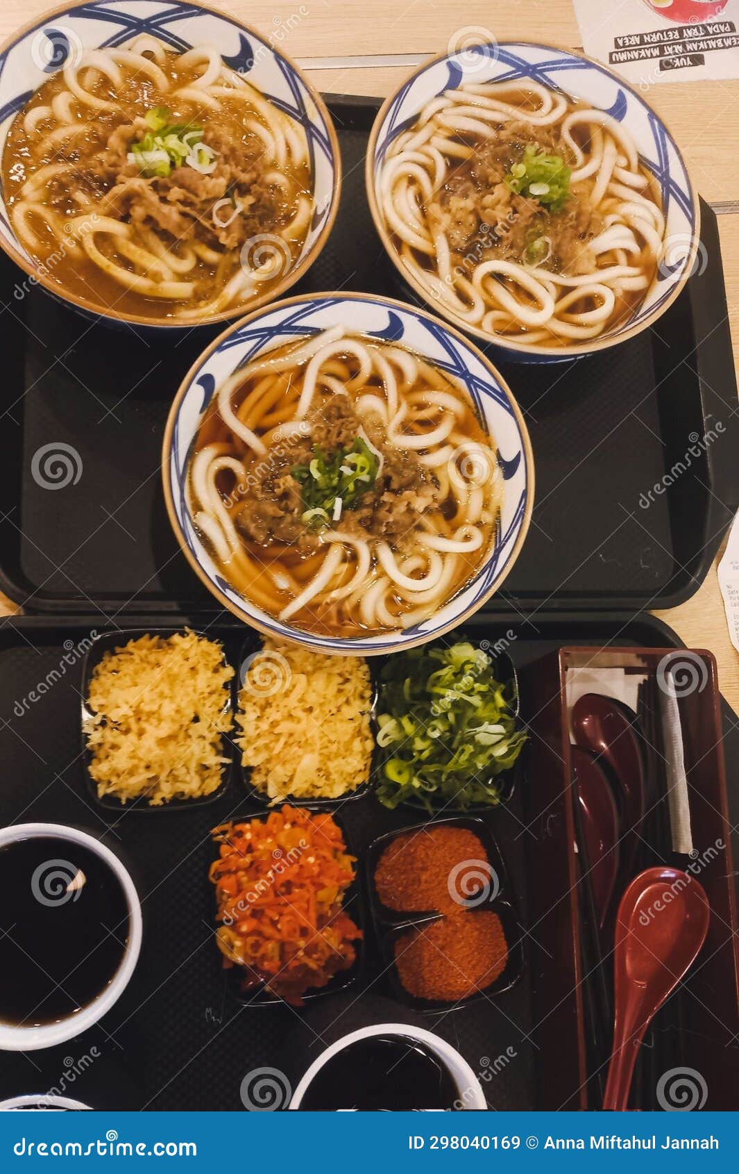 Three Servings of Ramen on a Tray Editorial Stock Image - Image of ...
