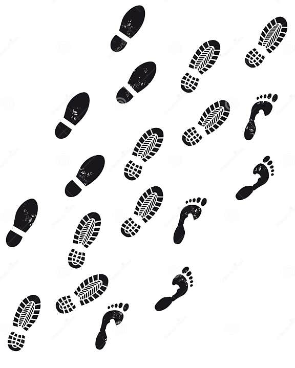 Three sets of footprints stock vector. Illustration of boots - 45449557