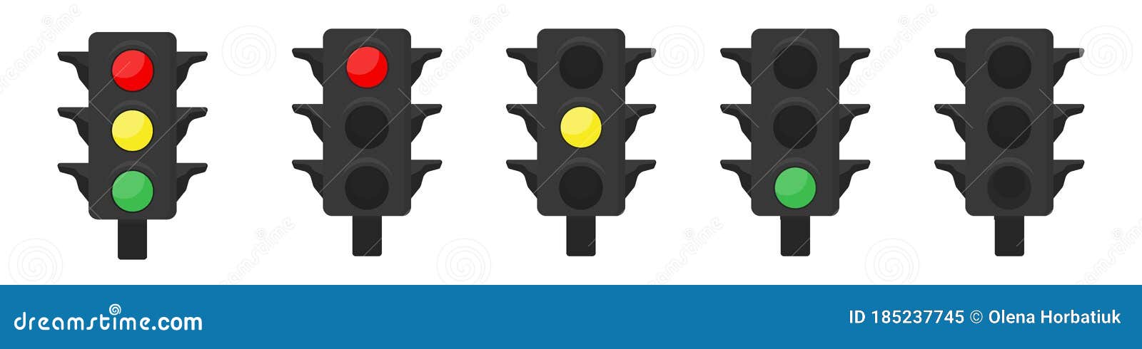 Three Sets of LED Traffic Lights Showing Red, Amber or Green Lights ...