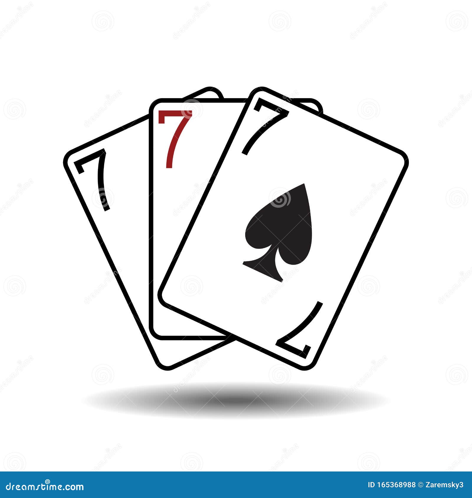 Three Sevens, Playing Cards, Isolated On A White Background. Poker ...