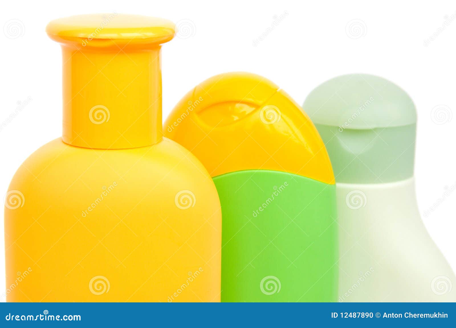 Three Shampoo Bottles stock photo. Image of merchandise - 12487890