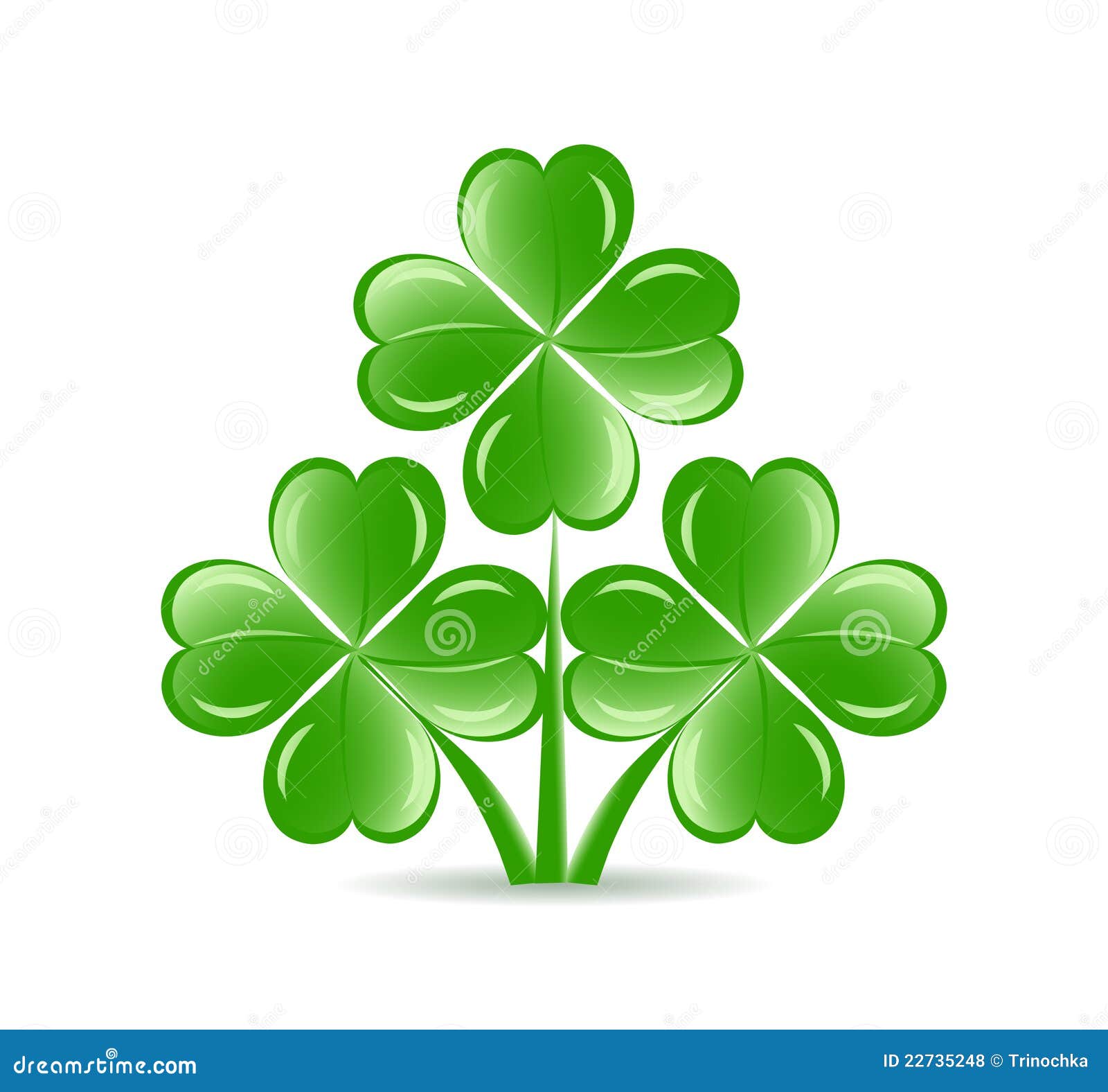 Three Shamrocks with Four Lucky Leaves Stock Vector - Illustration of ...