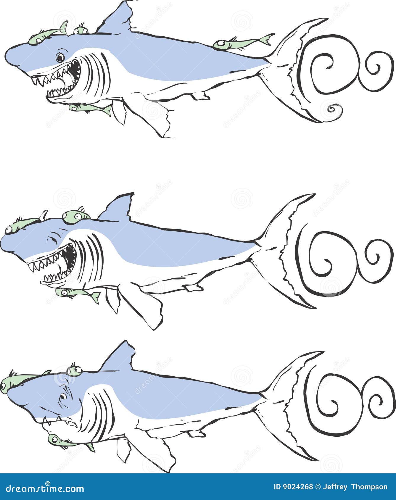 Three Sharks stock vector. Illustration of laugh, great - 9024268