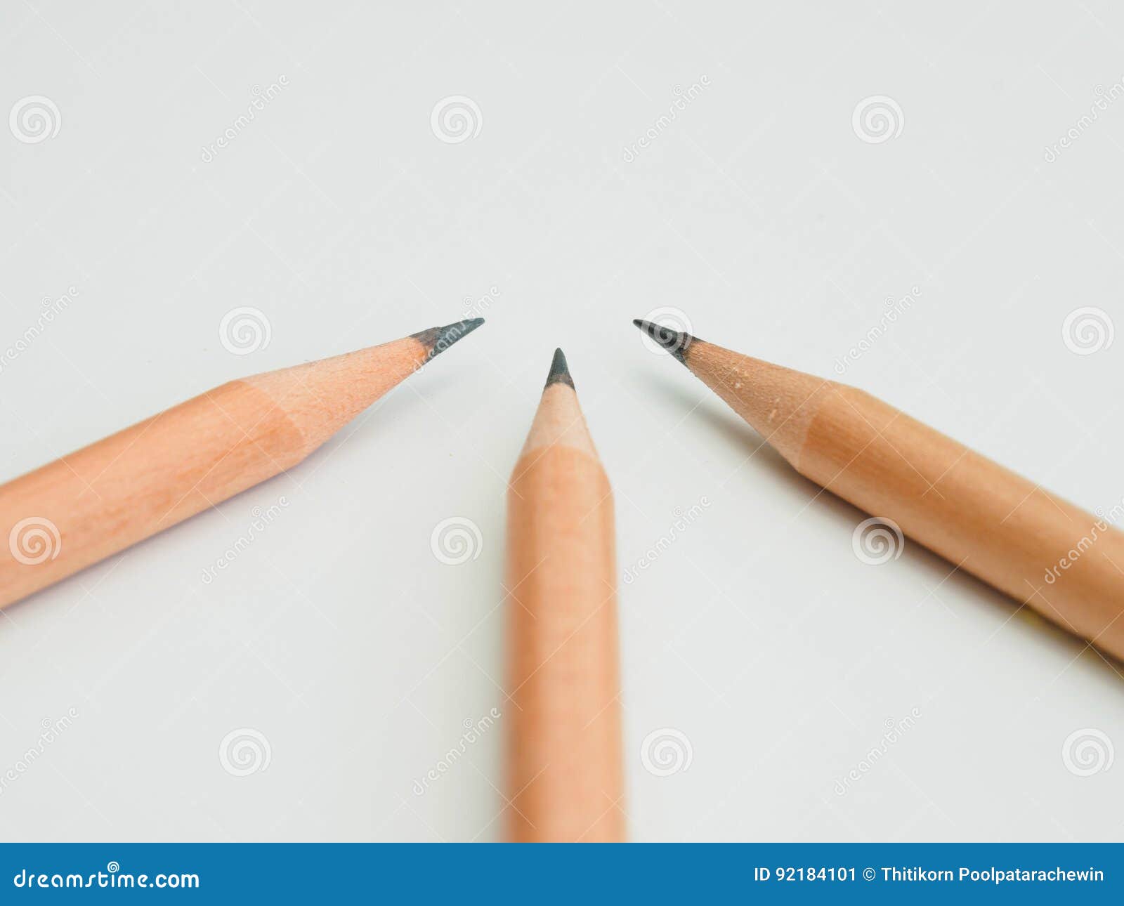 Three Sharp Pencils Point To Center Stock Image - Image of write, three ...