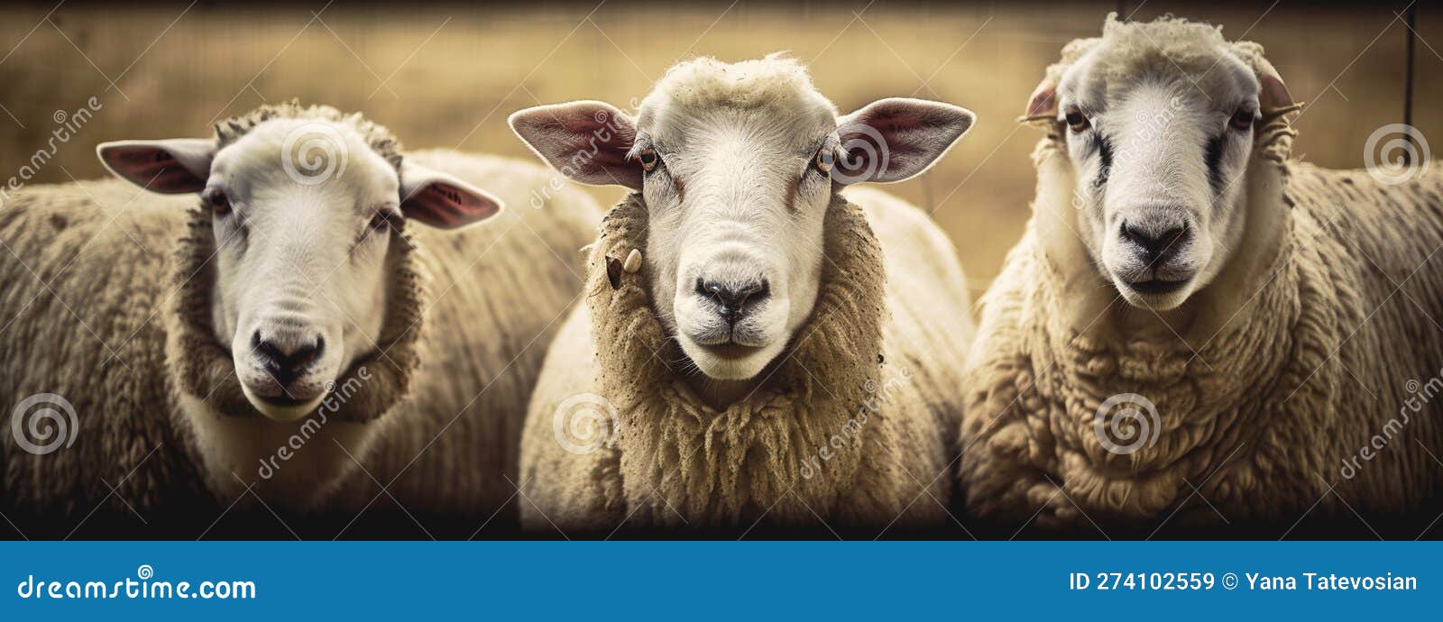 Three Sheep on the Farm. Generative AI, Stock Illustration ...