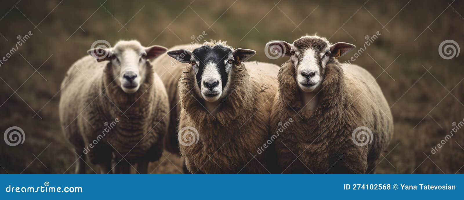 Three Sheep on the Farm. Generative AI, Stock Illustration ...