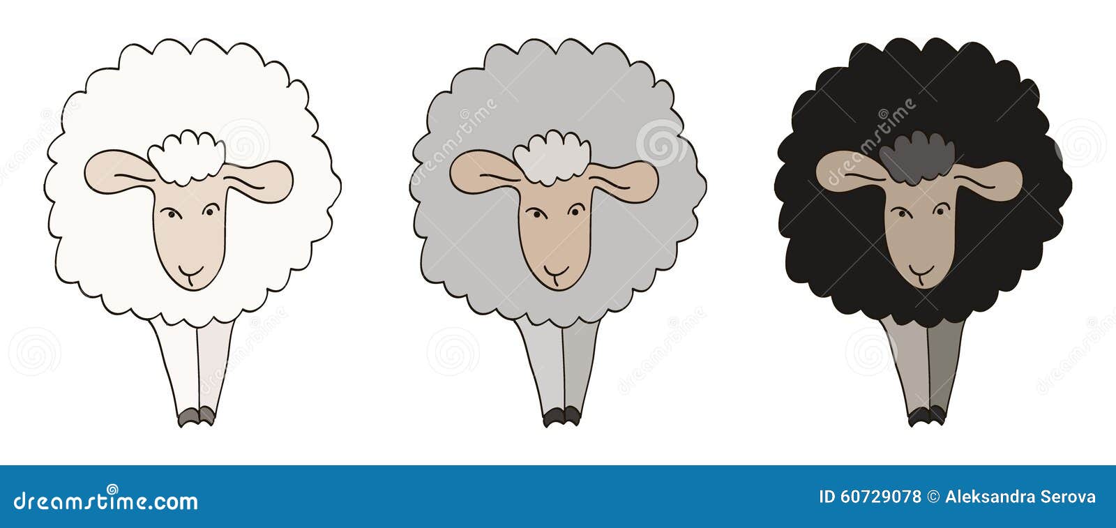 Three Sheep Illustration. stock vector. Illustration of graphic - 60729078