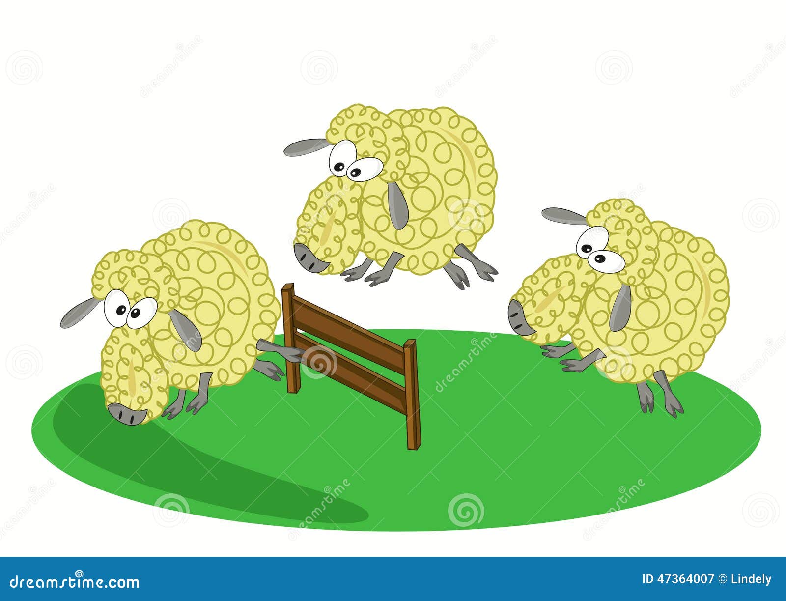 Three Sheep Jumping. Count Sheep Before Bed. Vector Flat Illustration ...
