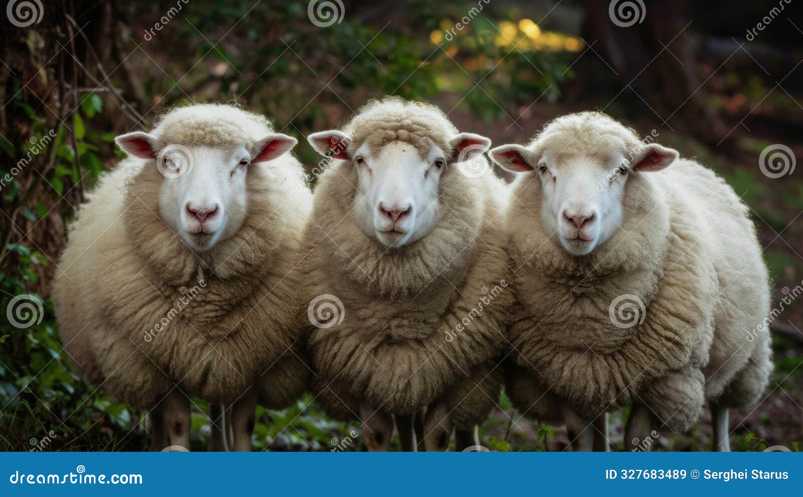 Three Sheep Standing in a Row with Their Heads Looking at the Camera ...