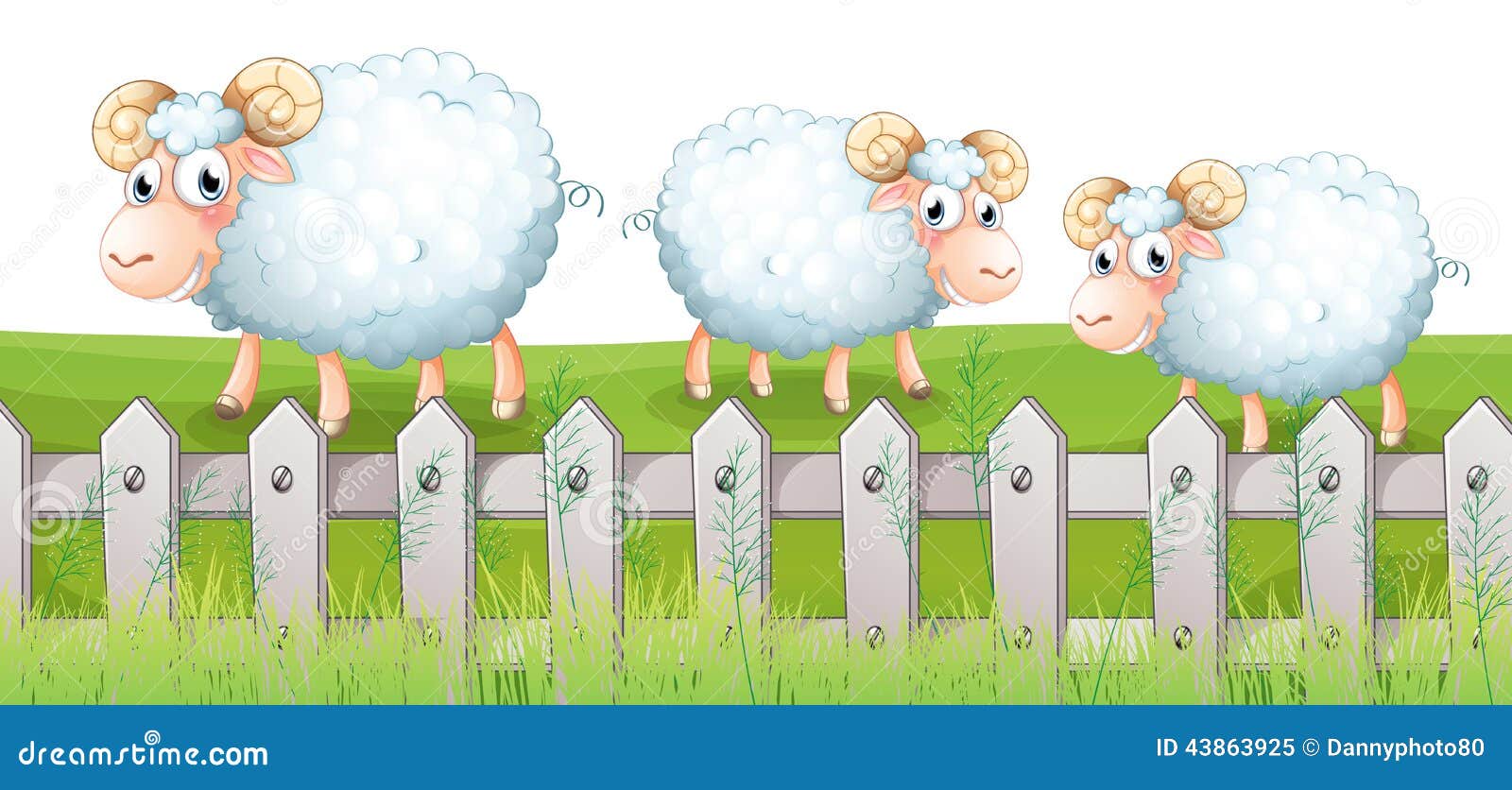 Three sheeps stock vector. Illustration of green, leafy - 43863925