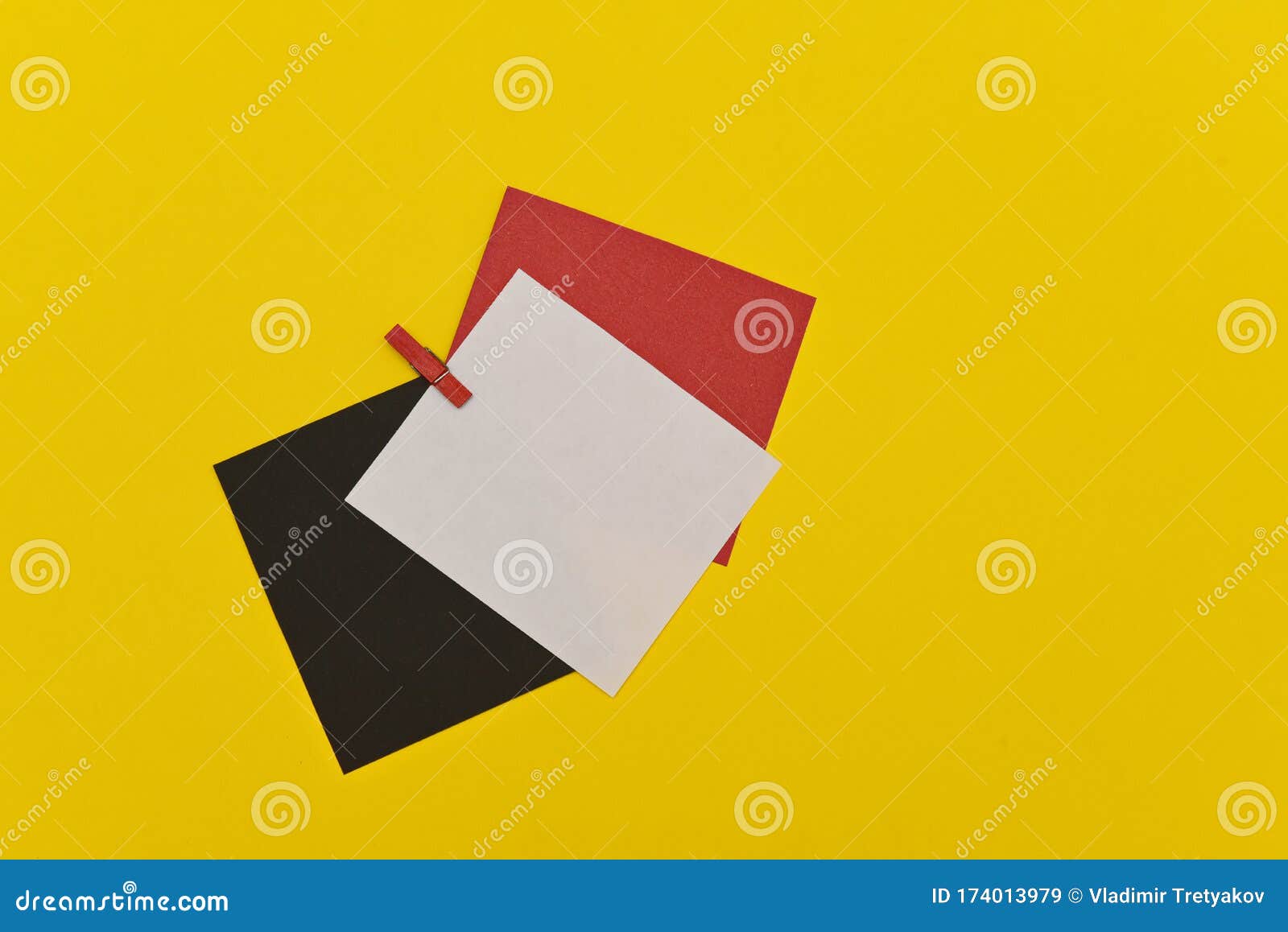 Three Sheets of Colored Paper on One Clothespin Stock Image - Image of ...