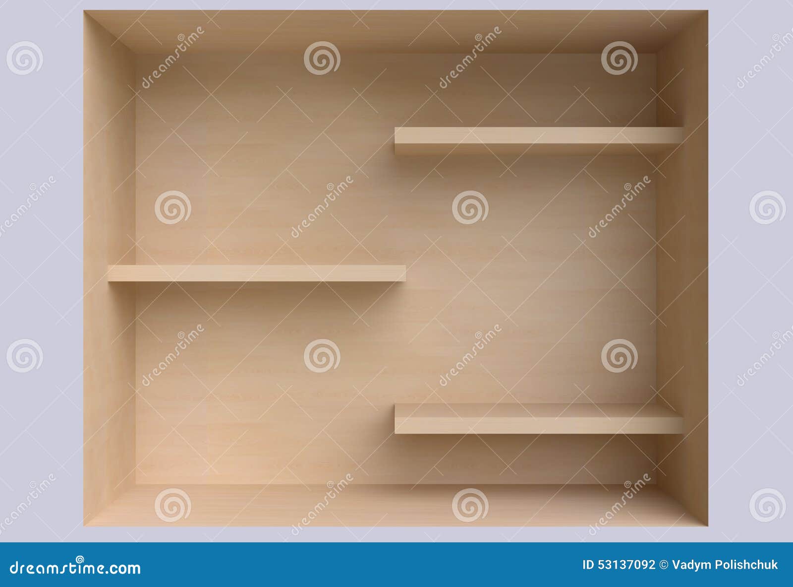 Three shelves on the wall. stock illustration. Illustration of office ...