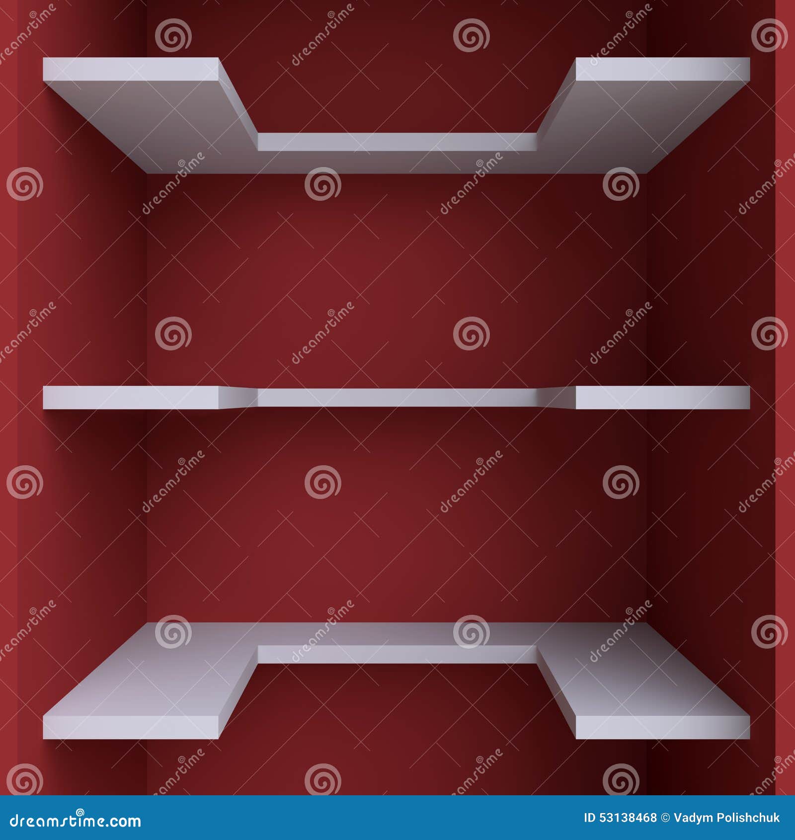 Three shelves on the wall. stock illustration. Illustration of design ...