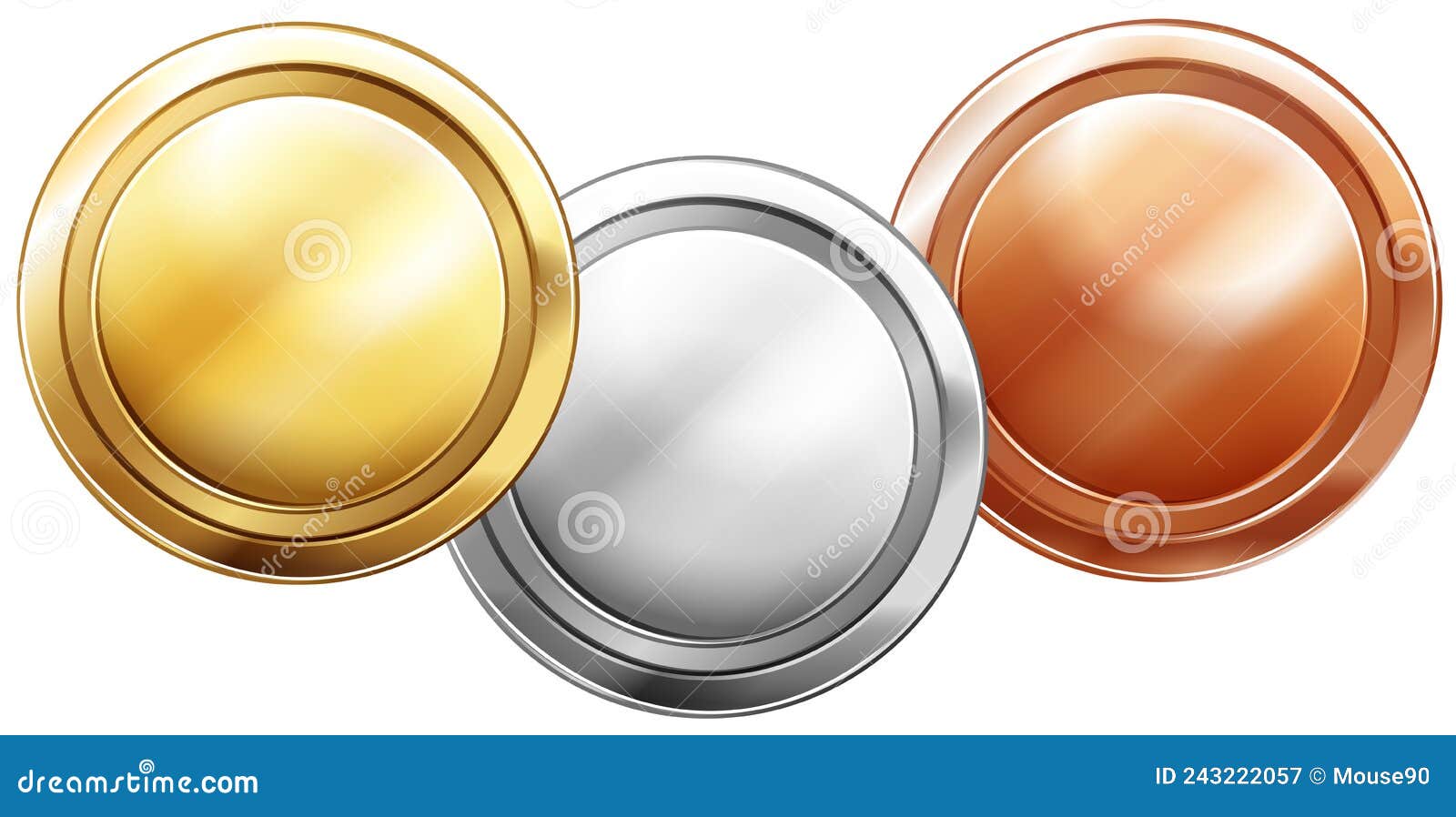 Three Shiny Coins on White Background Stock Vector - Illustration of ...