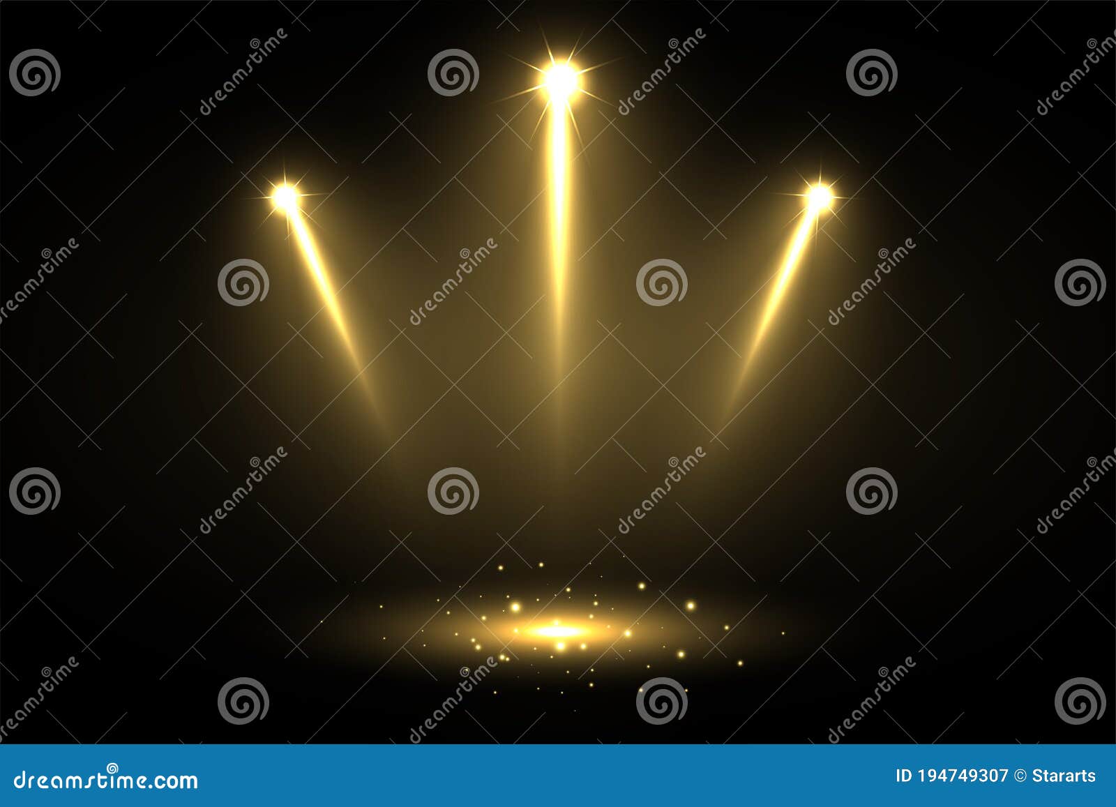Three Shiny Focus Spotlights Pointing Towards Center Stock Vector ...