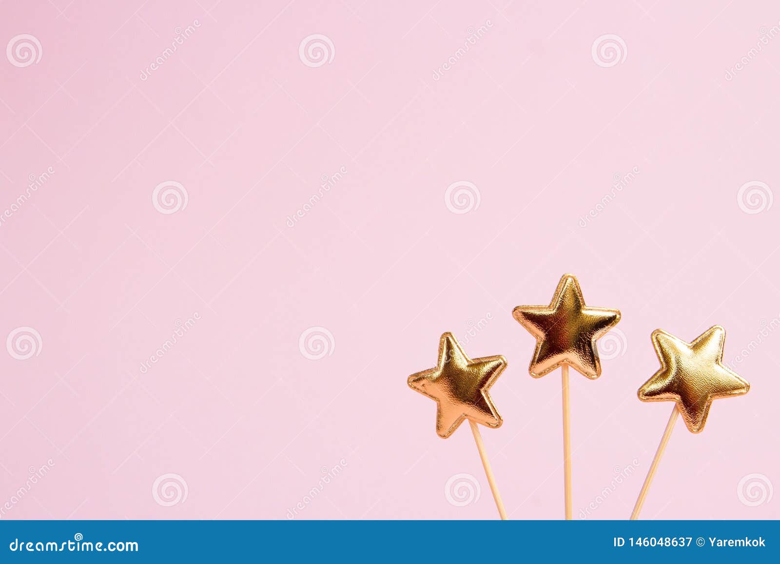 Three Shiny Stars on a Pink Background. Decorations for Holiday Party ...
