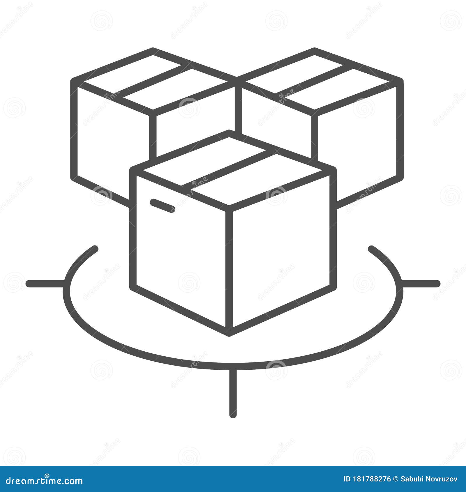 Three Shipping Box in Target Thin Line Icon, Warehouse and Logistics ...
