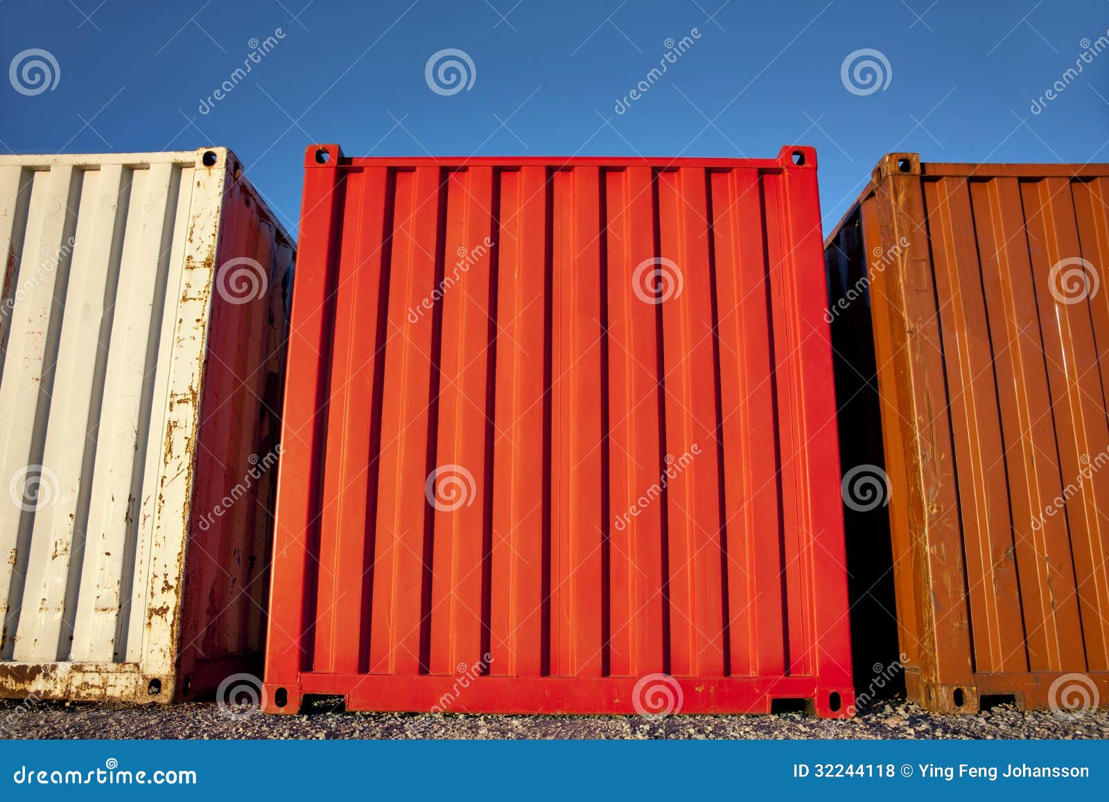 Three shipping containers stock photo. Image of business - 32244118