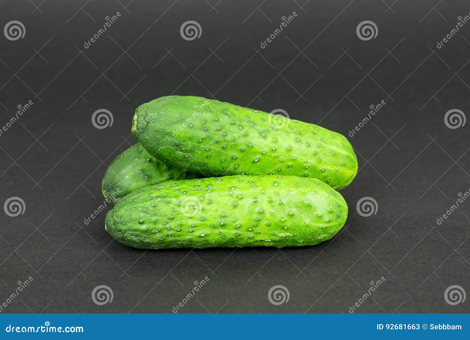 Three Short Cucumber on Dark Background Stock Image - Image of farm ...