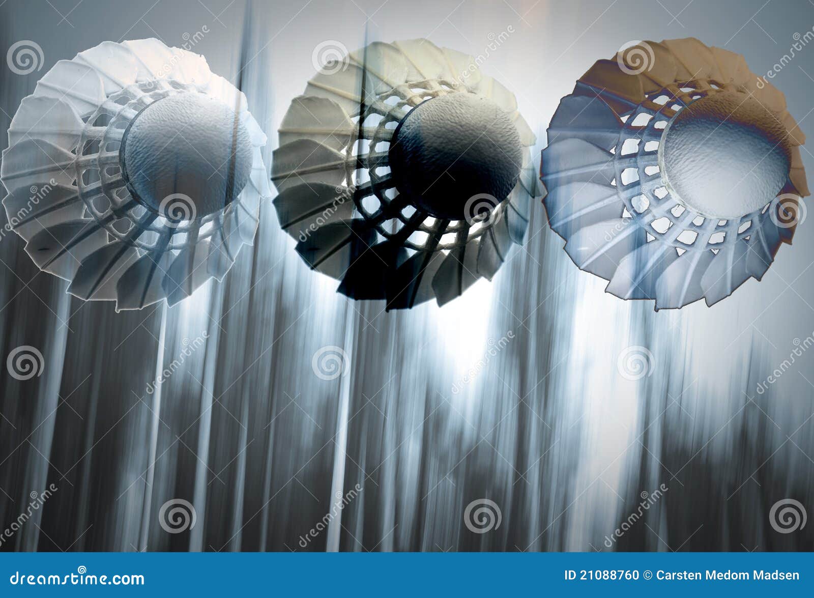 Three shuttlecocks flying stock photo. Image of badminton - 21088760