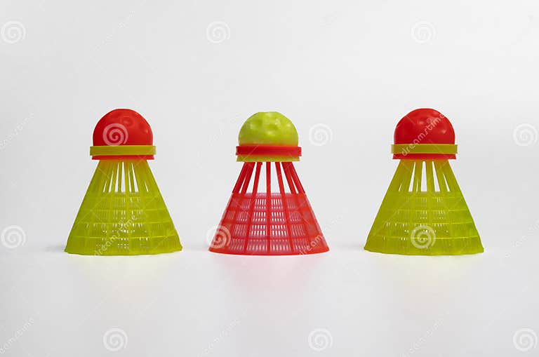 Three Shuttlecocks for Playing Crossminton on a White Background. Stock ...
