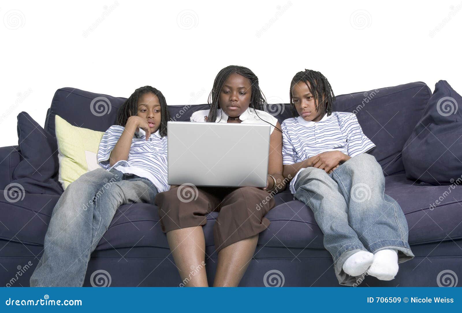 Three Siblings on the Computer Stock Image - Image of laptop, siblings ...