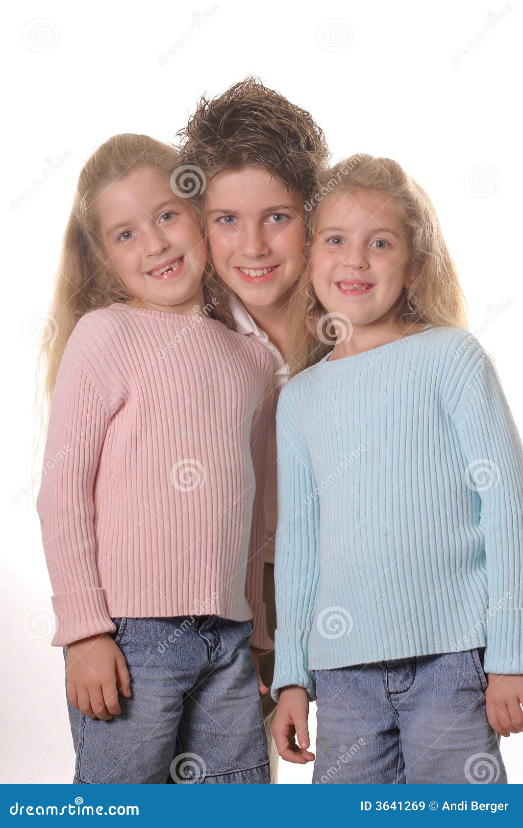 Three Siblings On White Vertical Stock Image - Image of hair, happiness ...