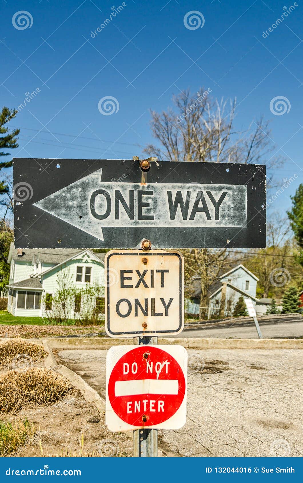 One Way, Exit only, Do Not Enter Signs Stock Photo - Image of signs ...