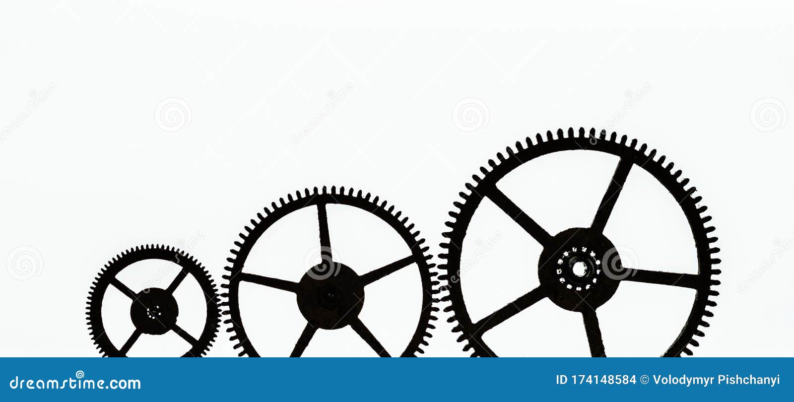 Three Silhouettes of Gears of Different Sizes Stock Photo - Image of ...
