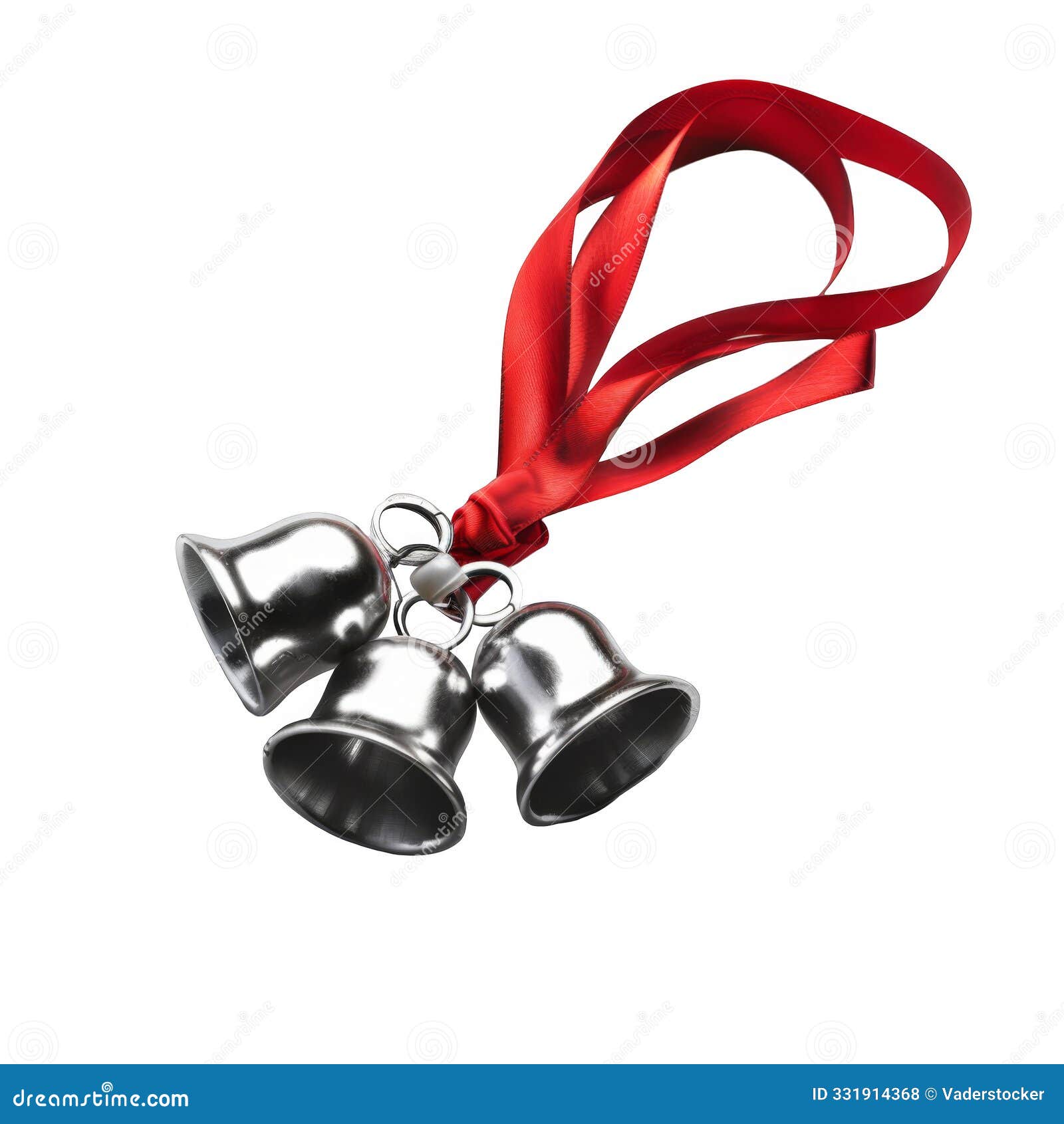 Three Silver Bells Hanging from a Red Ribbon Stock Illustration ...