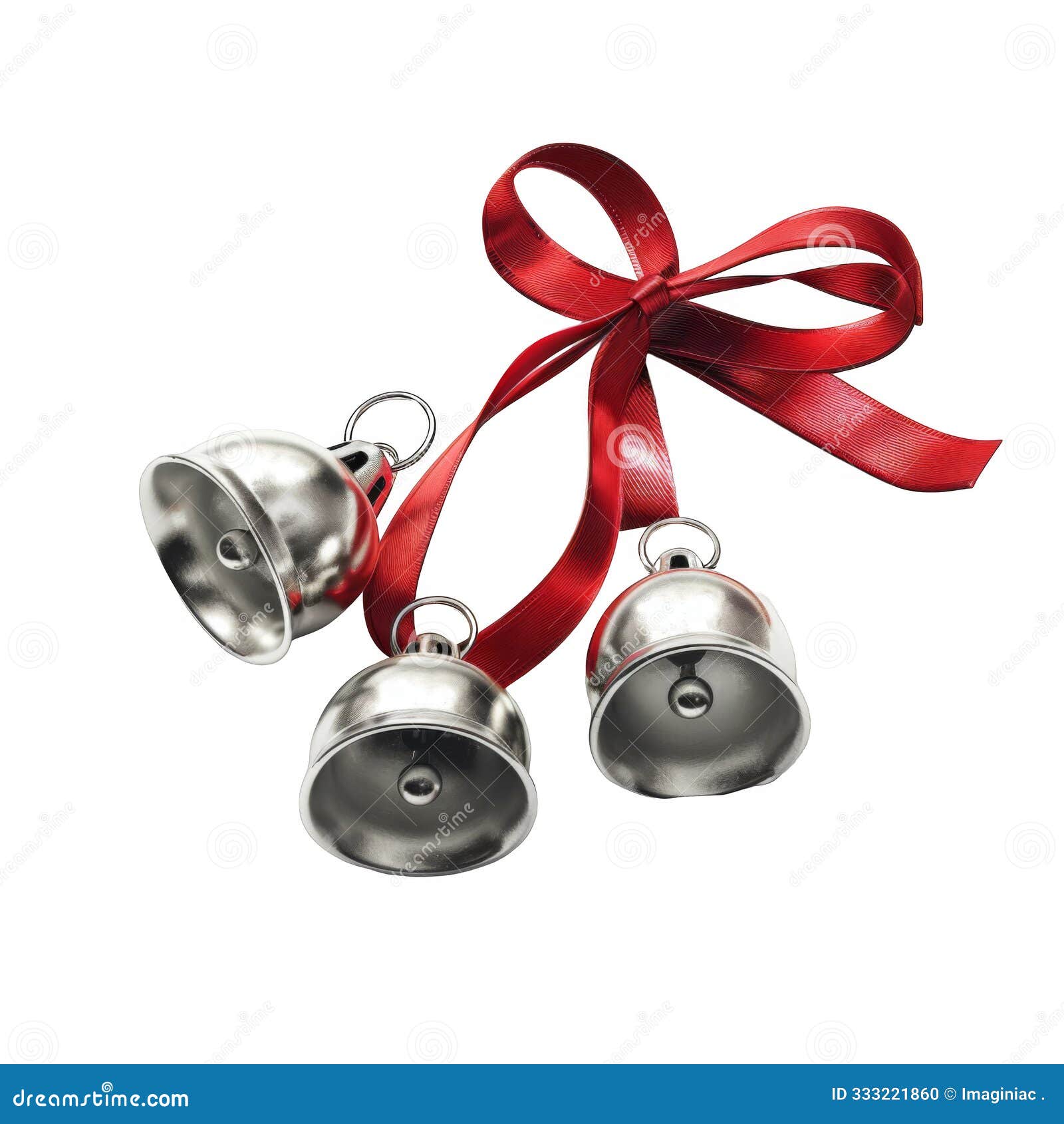 Three Silver Bells with Red Bow and Ribbon Stock Illustration ...