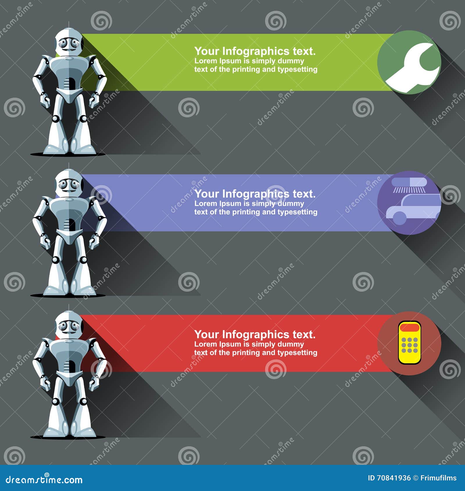 Silver Humanoid Robot Displayed As An Infographic Cartoon Vector ...