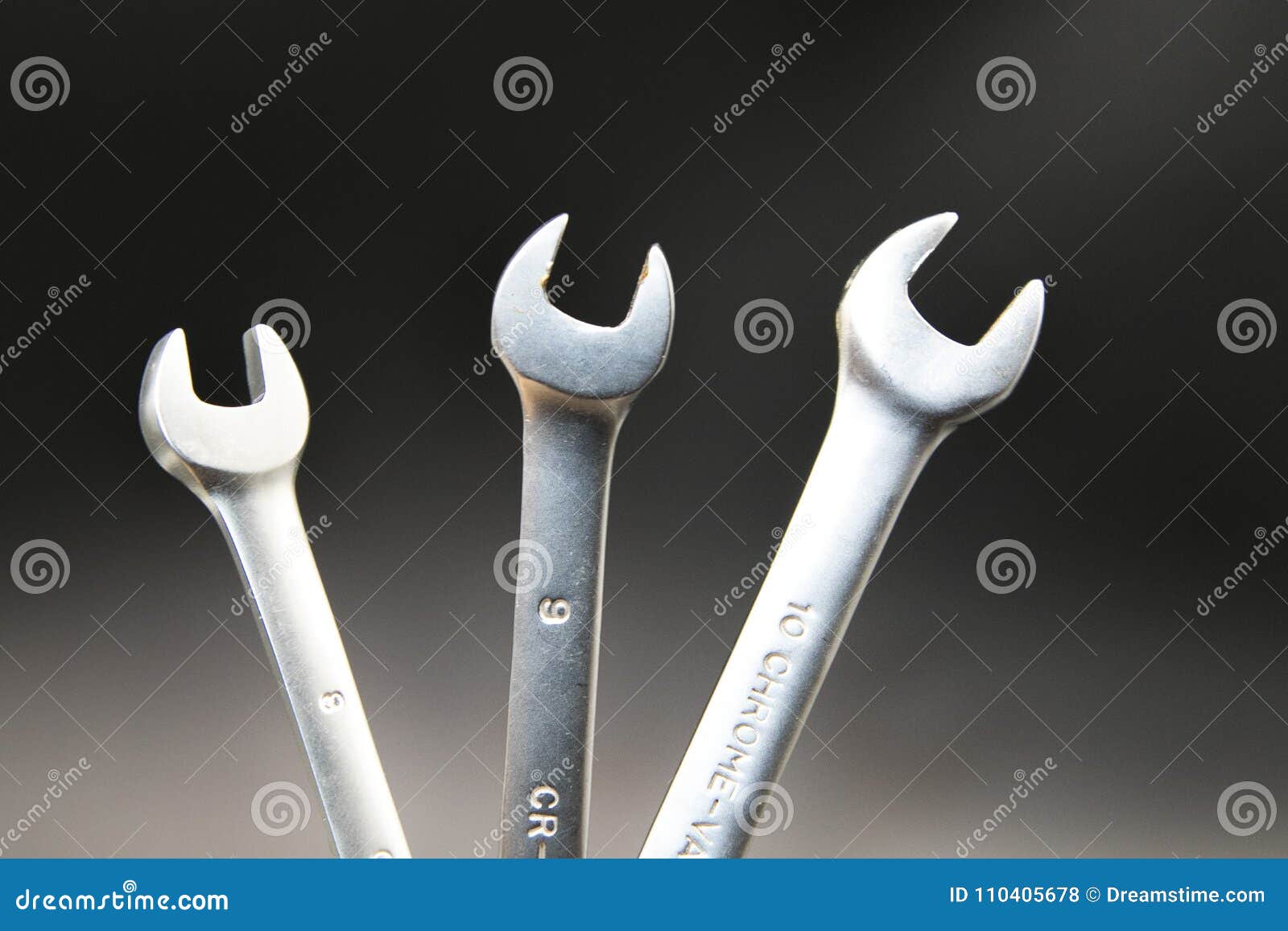 Three Silver Tools with a Black Background Stock Photo - Image of black ...