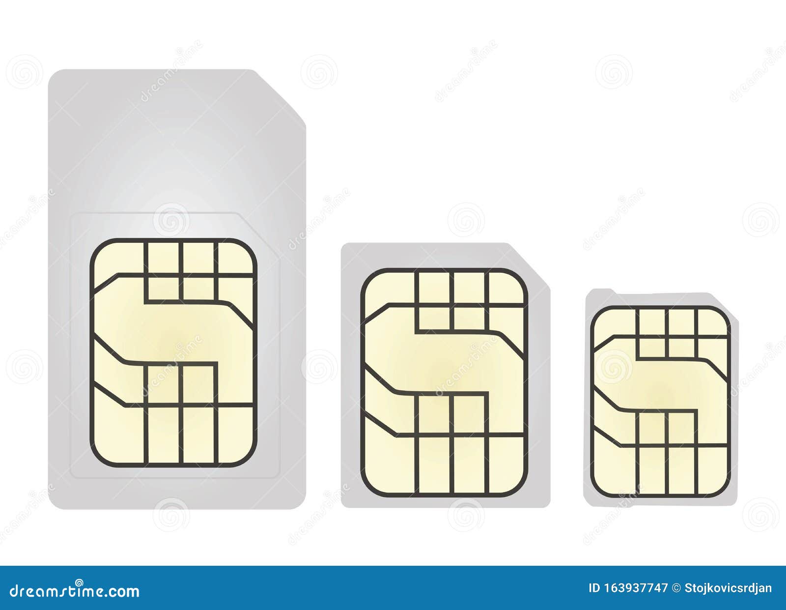 Three sim cards stock vector. Illustration of connect - 163937747
