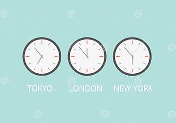 Three Simple Clock Dials, on Blue Background. Vector Illustration Stock ...