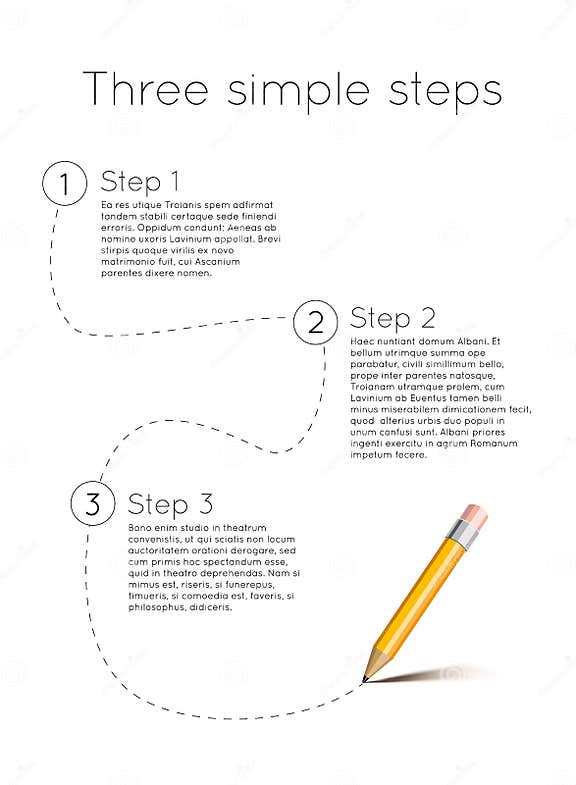 Three Simple Steps Template with Pencil on White Stock Vector ...