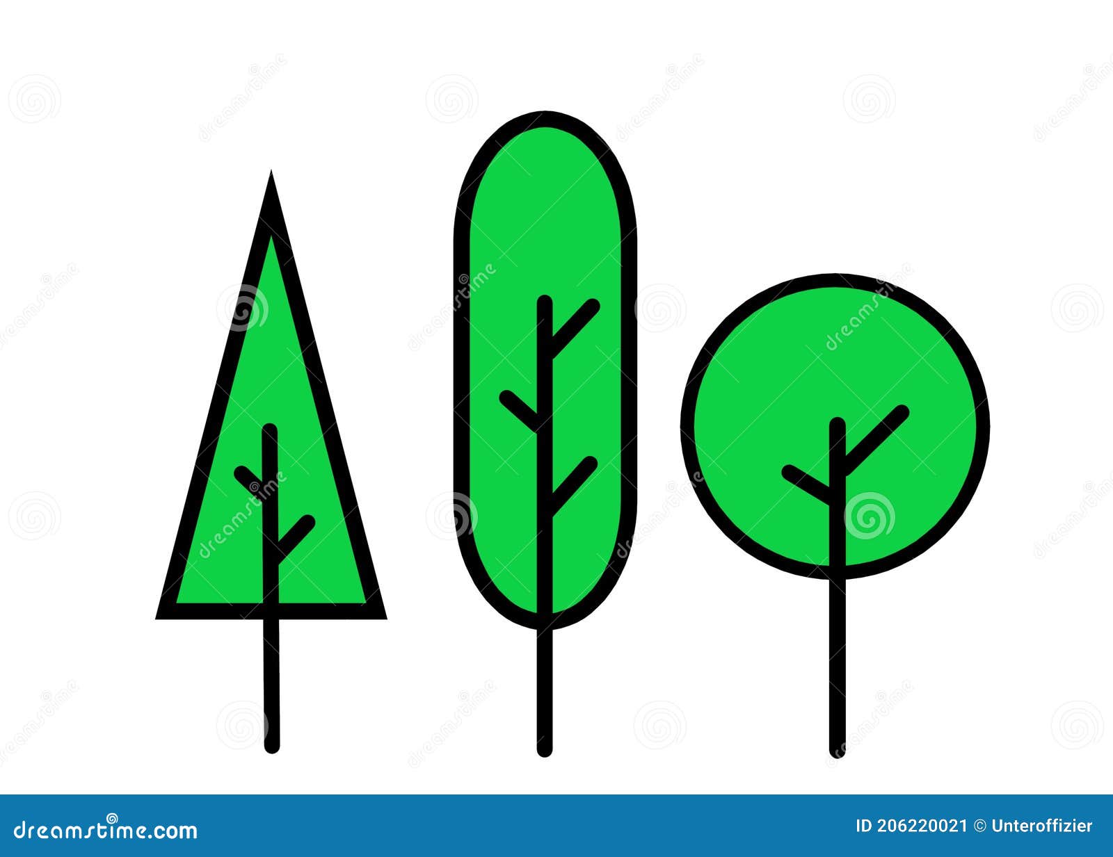 Three Simple Symbolic Illustrations of Trees with Crown Shapes White ...
